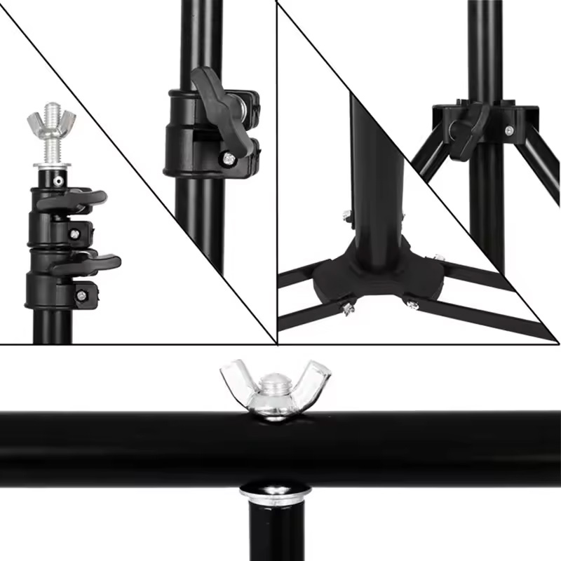 2MX2M T-Shape Backdrop Stand Kit with Background Cloth Video Chroma Key ...