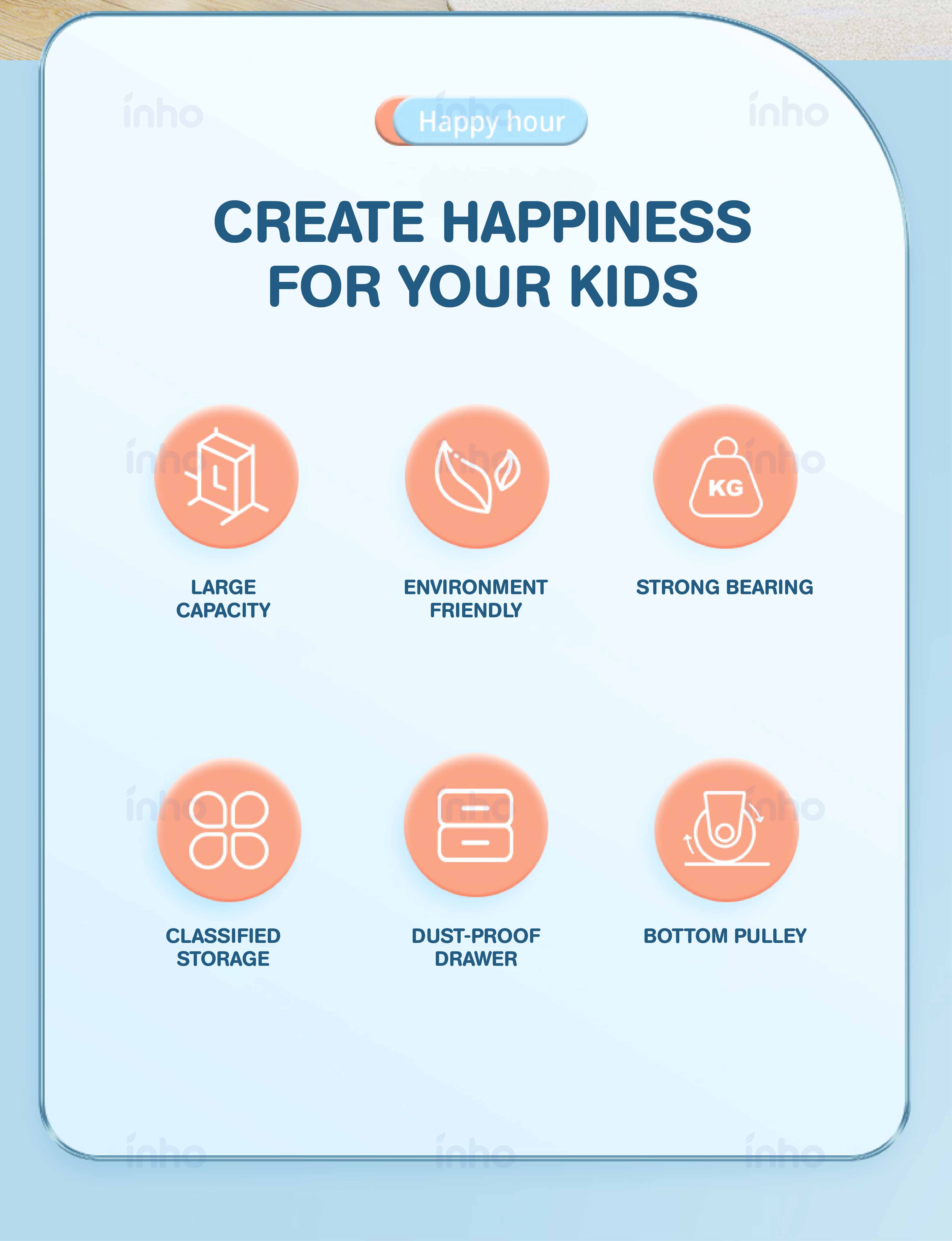 INHO L60cm Bear/Penguin Cute Design Children's Kids Wardrobe Drawers ...