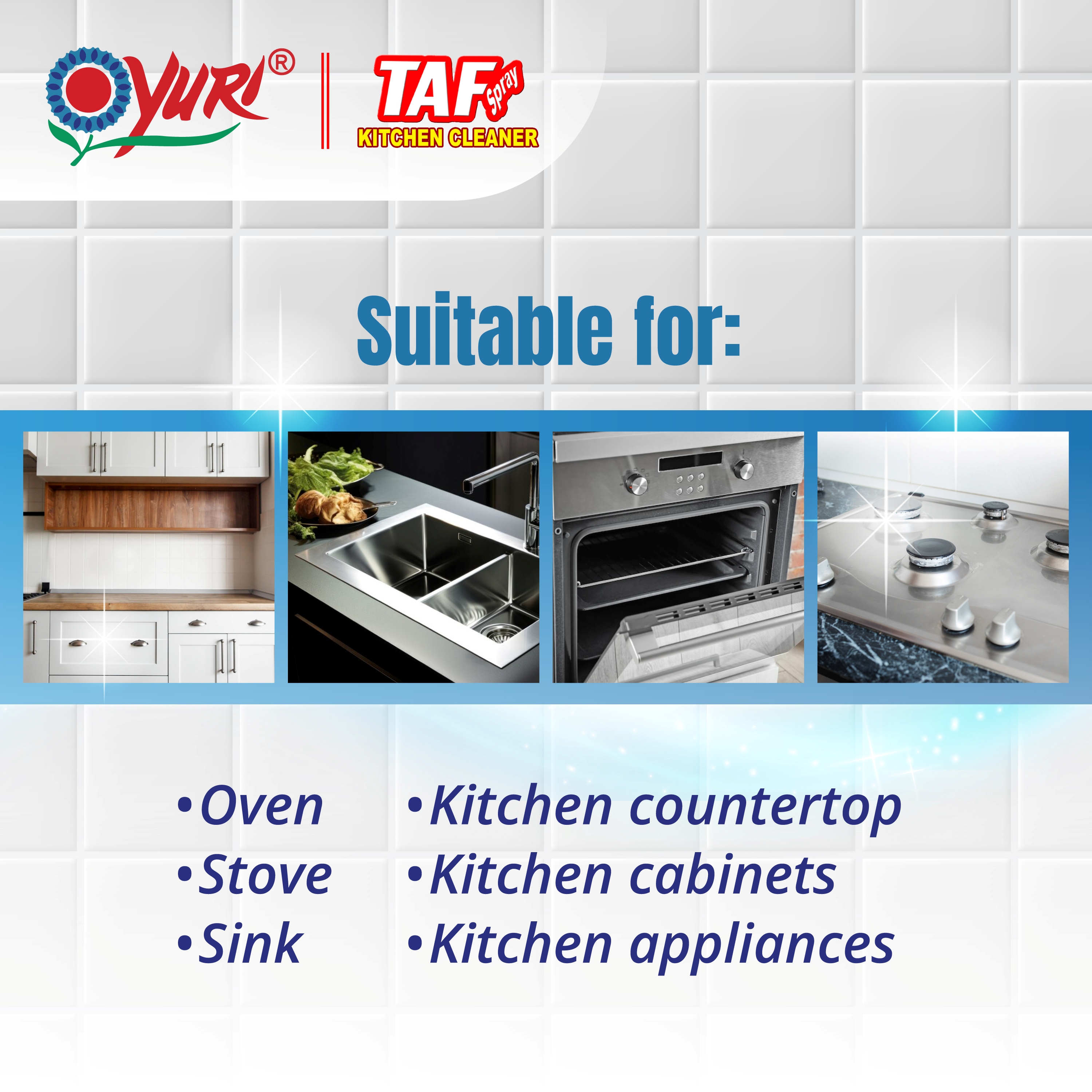 [Bundle of 2] Yuri Taf Antibacterial Kitchen Cleaner Spray 500ml x2 ...