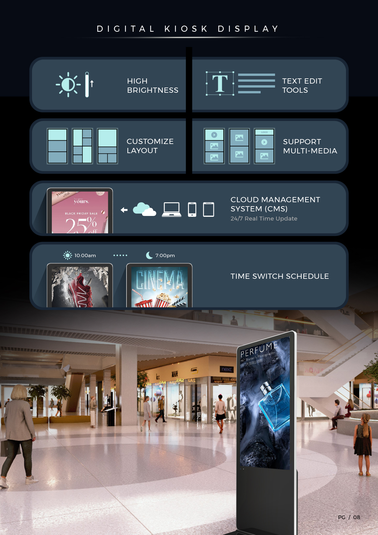 MEGRA 43"/50"/55" Digital Kiosk Display Floor Standee Signage ...