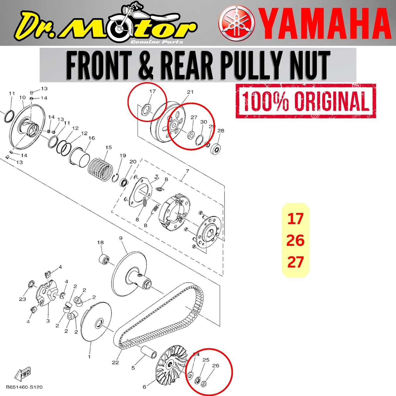 NVX155 NMAX V1 V2 EGO AVANTIZ SOLARIZ GEAR Front Rear Pully Nut CVT ...