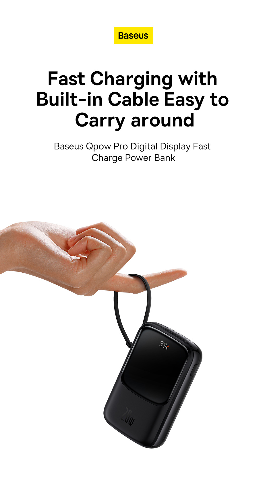 【CCC Certified】Baseus Power Bank PD Fast Charging Built in Cables ...