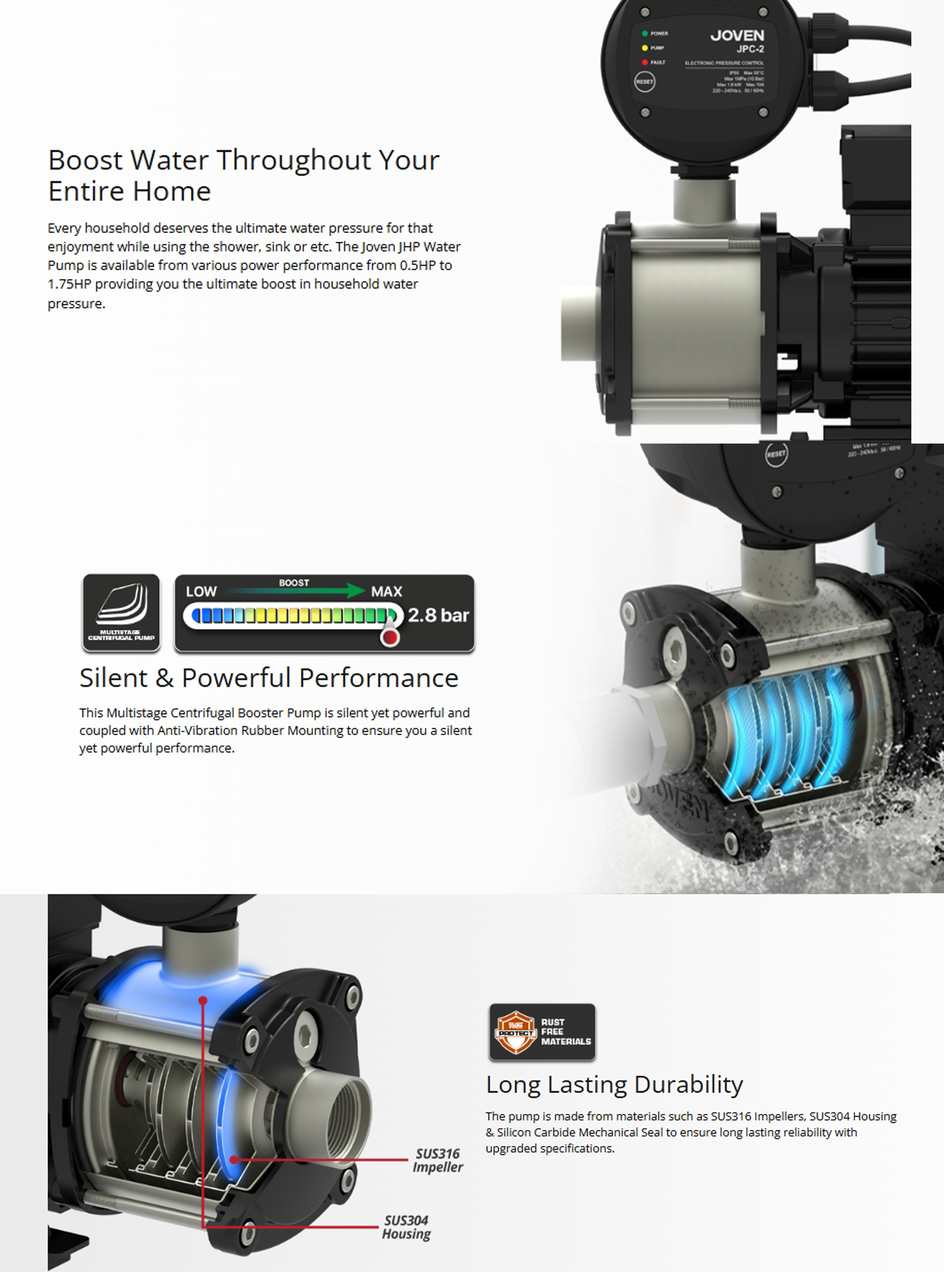 [JOHOR BAHRU AREA FREE SHIPPING] Joven Water Pump Boost Water Pressure JHP2-30/JHP3-40/JHP4-40 ...