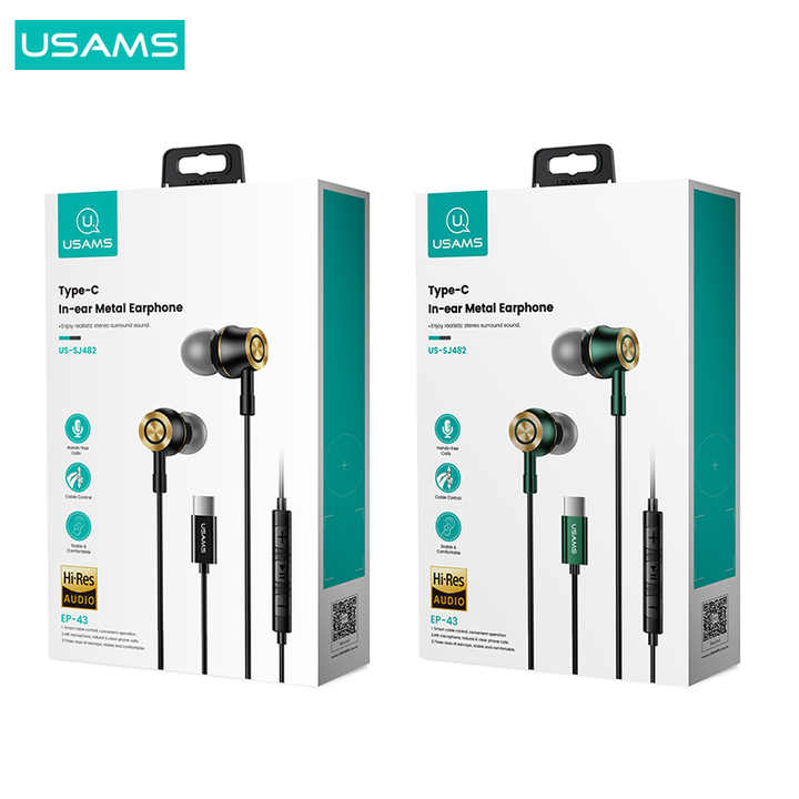 USAMS High-Res Audio EP-43 Type-C In-ear Metal Earphone with Digital ...