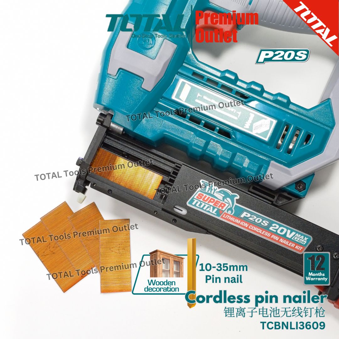 TOTAL Tools 20V Cordless (Headless pin nailer gun) 10mm~35mm 锂离子电池无线钉枪 ...