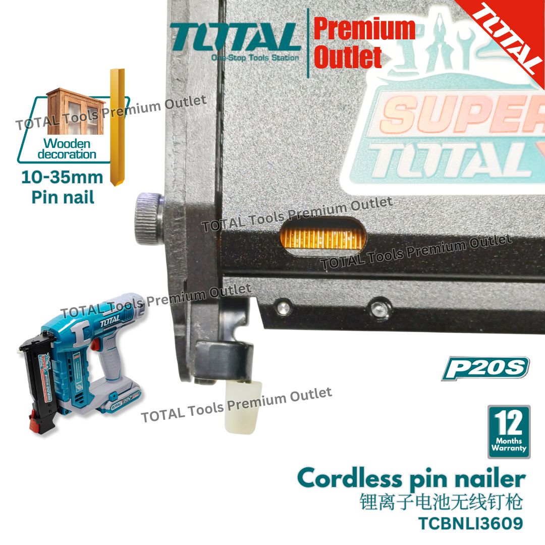 TOTAL Tools 20V Cordless (Headless pin nailer gun) 10mm~35mm 锂离子电池无线钉枪 ...