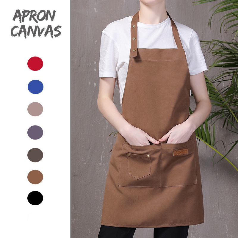 Canvas Apron Waterproof Bib Kitchen Cooking Aprons BBQ Coffee Shop ...