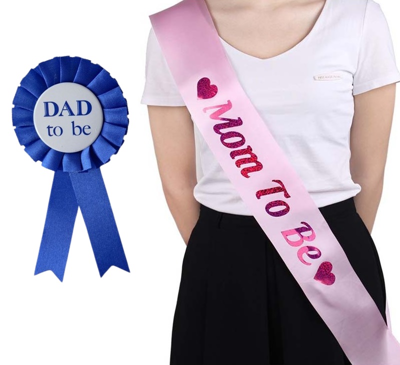 Mom To Be Sashes/Dad To Be Badge Shoulder Belt Party Sashes Pink Cute ...