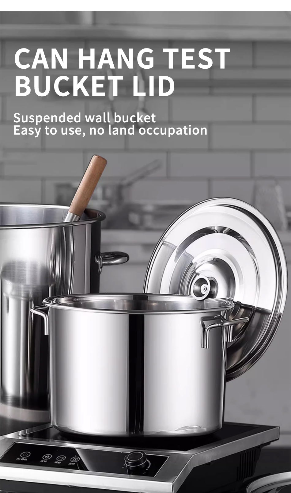 304 Stainless Steel Pot multipurpose Bucket with Lid Soup Pot Extra ...