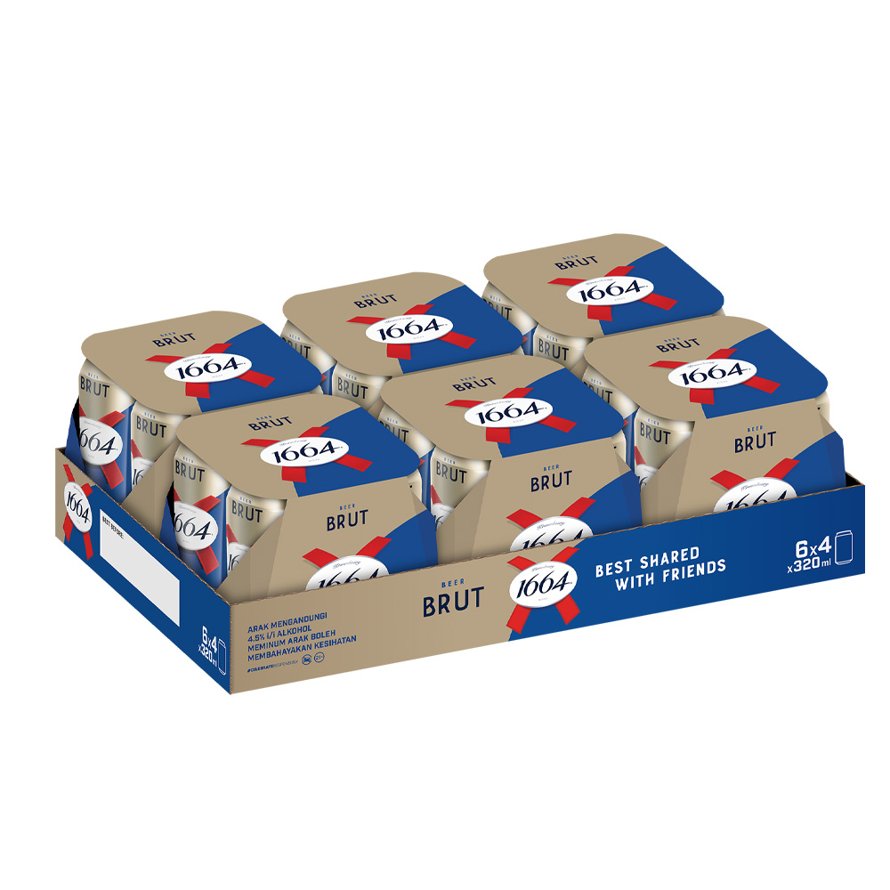 Kronenbourg 1664 Brut Beer 320ml x 4 cans x 6 packs (1 carton) | Shopee ...