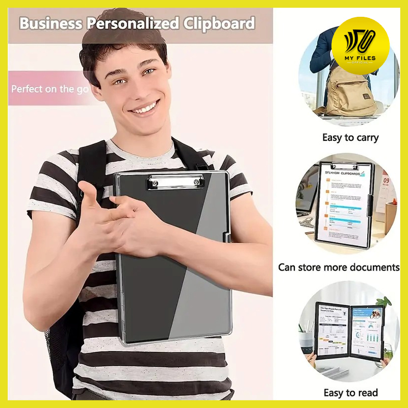 MYFILES Durable Plastic A4 Clipboard with Storage, Pen Holder ...