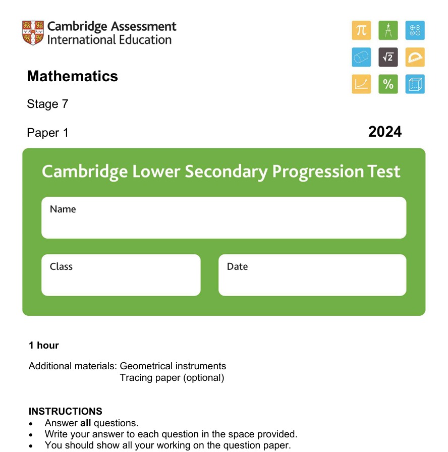 PTM [LATEST 2026] Cambridge Progression Test Math (P1&P2) + Answers ...