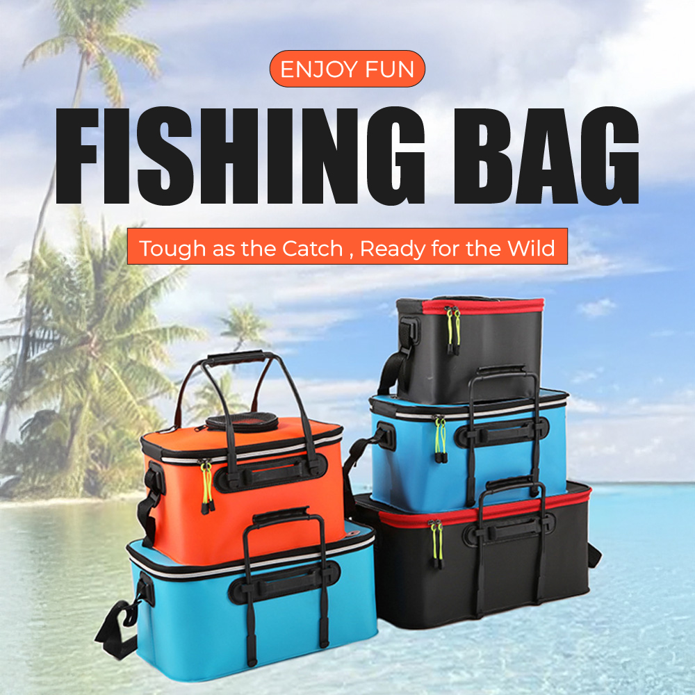 Folding Fishing Bucket Live Fish Bag Oxygen Pump Outdoor Sports Fishing ...