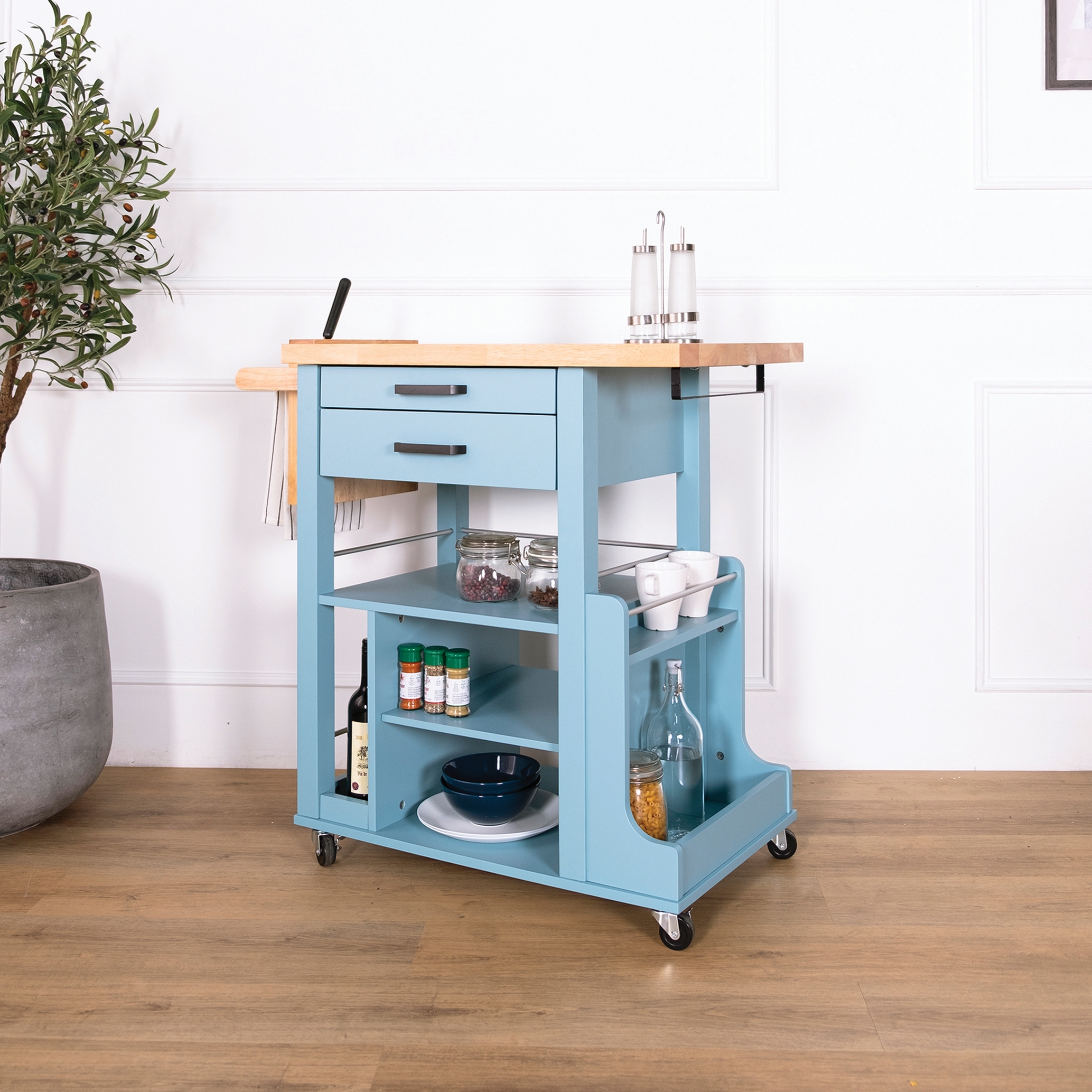 MODA Marvin Kitchen Cart White / Kitchen Trolley Solid Wood / Snack ...
