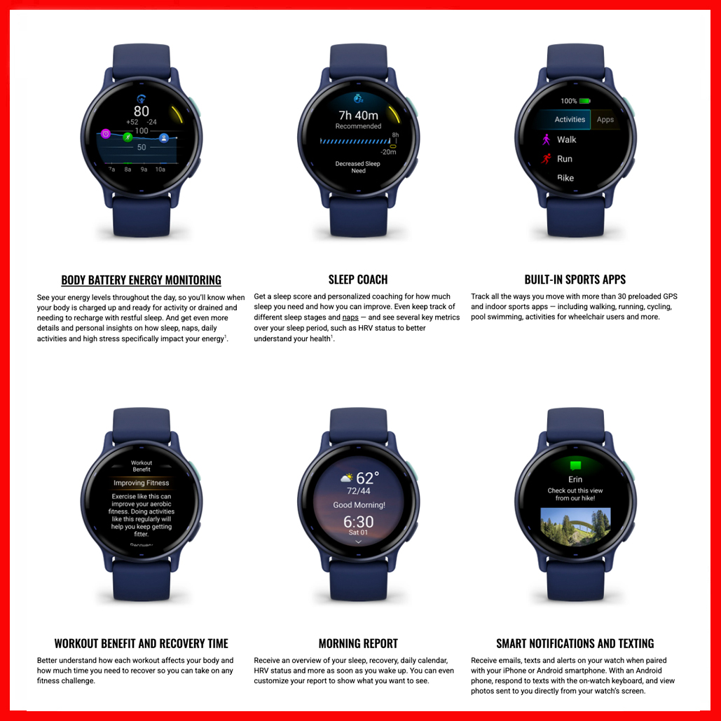 Garmin VivoActive 5 Vivo Active GPS fitness smartwatch with smart ...