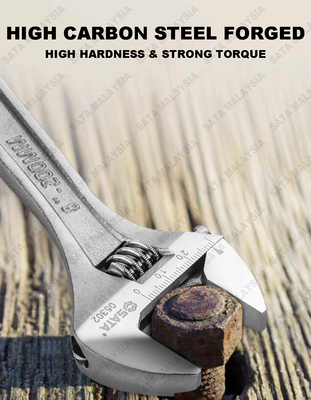 SATA Adjustable Spanner High Carbon Steel Forge Chrome CRV Steel Sepana ...