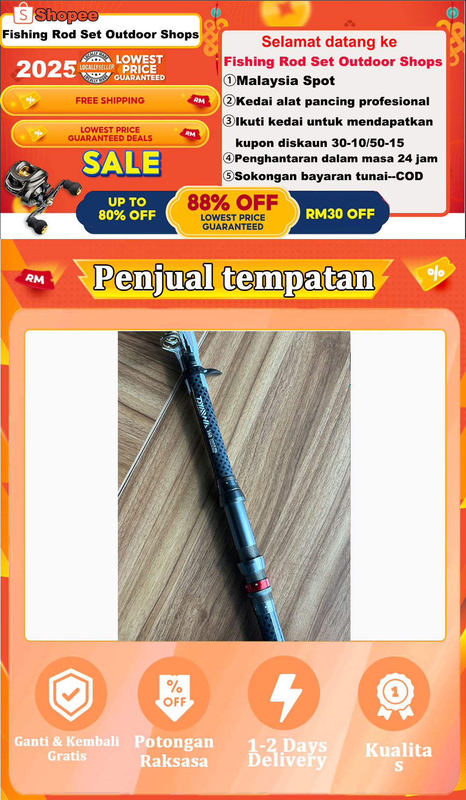DAIWA Joran Pancing Rod Spinning Telescopic Rod Fishing Rod Spinning ...