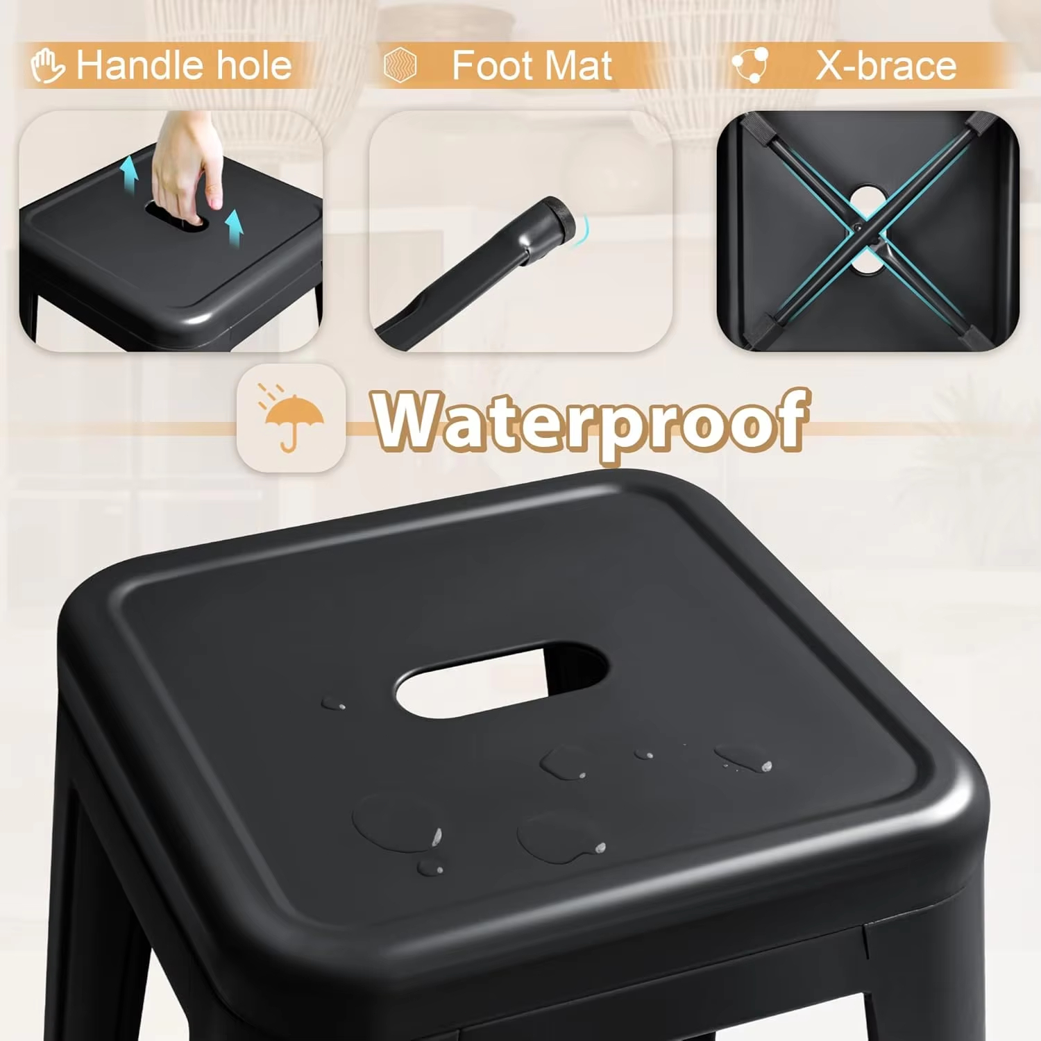 𝙍𝙚𝙖𝙙𝙮 𝙎𝙩𝙤𝙘𝙠 Metal Bar Stool 76cm – Kerusi Bar Tinggi with Backrest ...