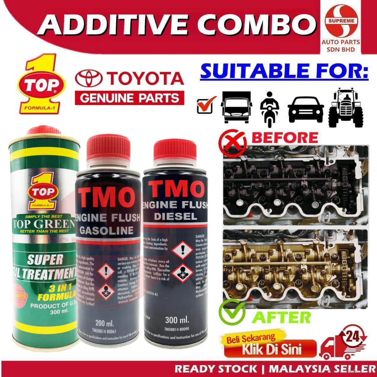 S2U Engine Oil Treatment Super TOP 1 Toyota Engine Flush Ubat Cuci ...