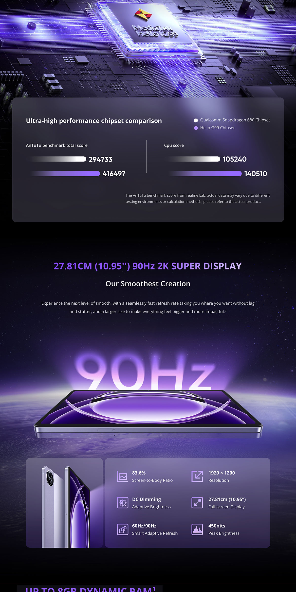 realme Pad 2 Lite (8+256GB) | Helio G99 Chipset | 27.81cm (10.95'') 90Hz 2K EyeComfort Display ...