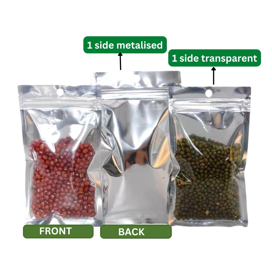 (50pcs) Aluminium Semi Metalised Flat Bag(Ao bag)/Zip lock Aluminium ...