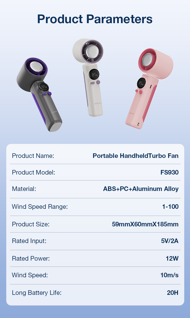 JAMAY Portable Handheld Turbo Fan High Speed kipas mini fan cooler 100 ...