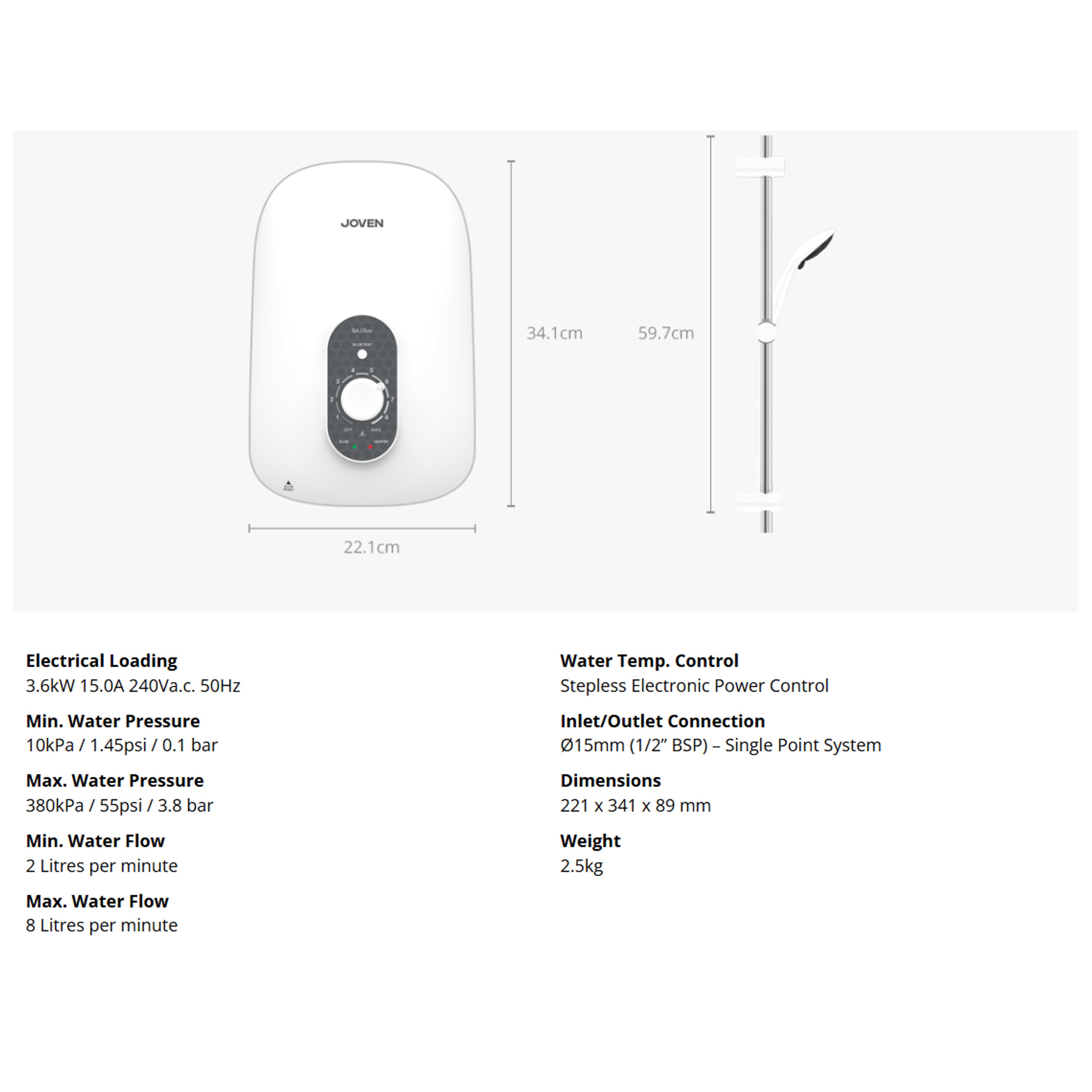 JOVEN WATER HEATER SA Series | SA8E | SA10E | SA15M | SA20E Pemanas Air ...