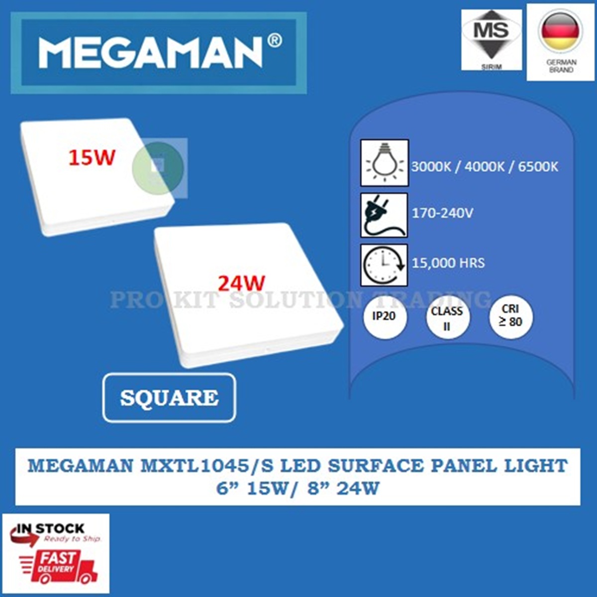 [SIRIM] MEGAMAN MXTL1045 15W/24W/30W (ROUND / SQUARE) LED SURFACE PANEL LIGHT LED PANEL LAMPU ...