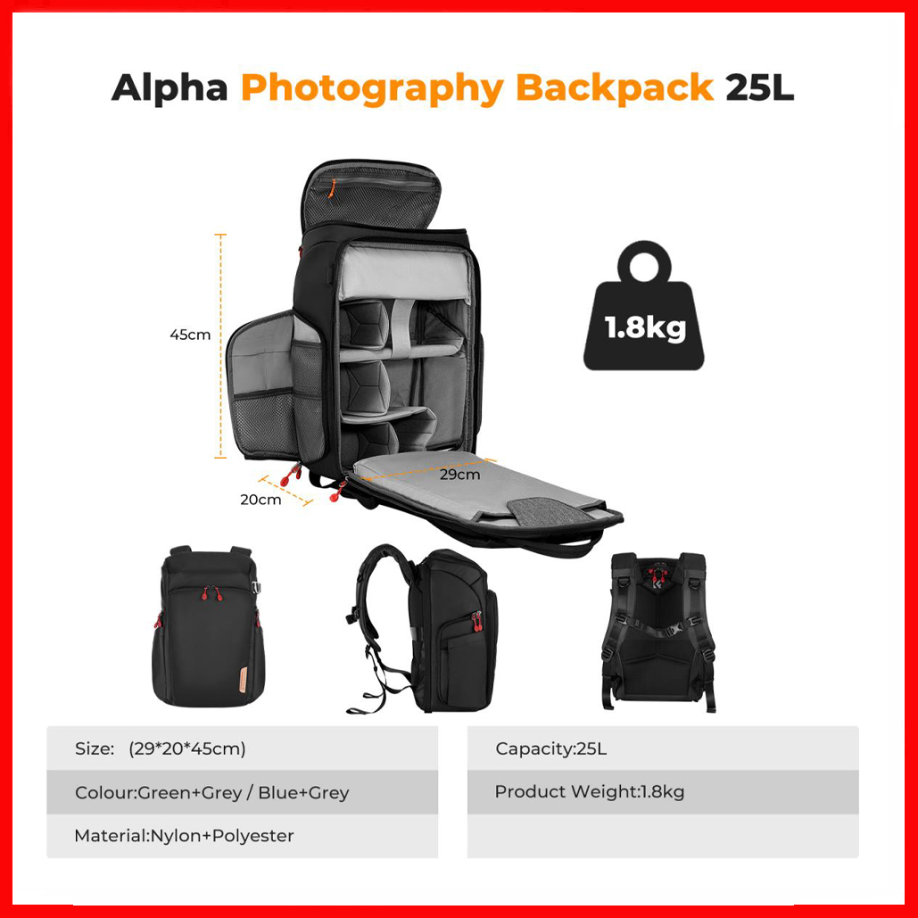 K&F Backpack 25L Nature Wander 05 camera backpack for Sony, Nikon Canon ...
