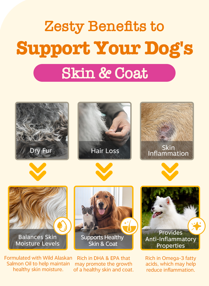 Zesty Paws Pure Wild Alaskan Omega-3 Salmon Oil for Dogs Cats Skin ...