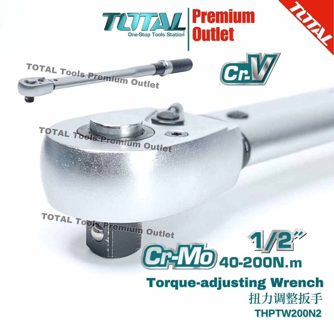 TOTAL Tools Adjustable Torque Wrench [ 1/2″/ 40~200Nm / 500mm ...