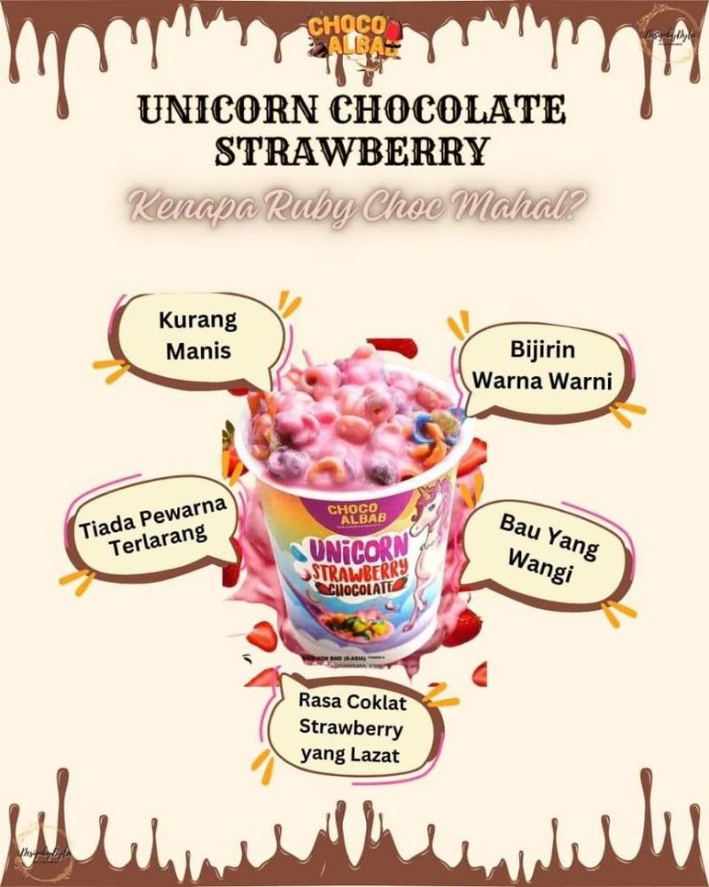 Unicorn strawberi chocolate by Chocoalbab 3 tub(1 set) | Shopee Malaysia