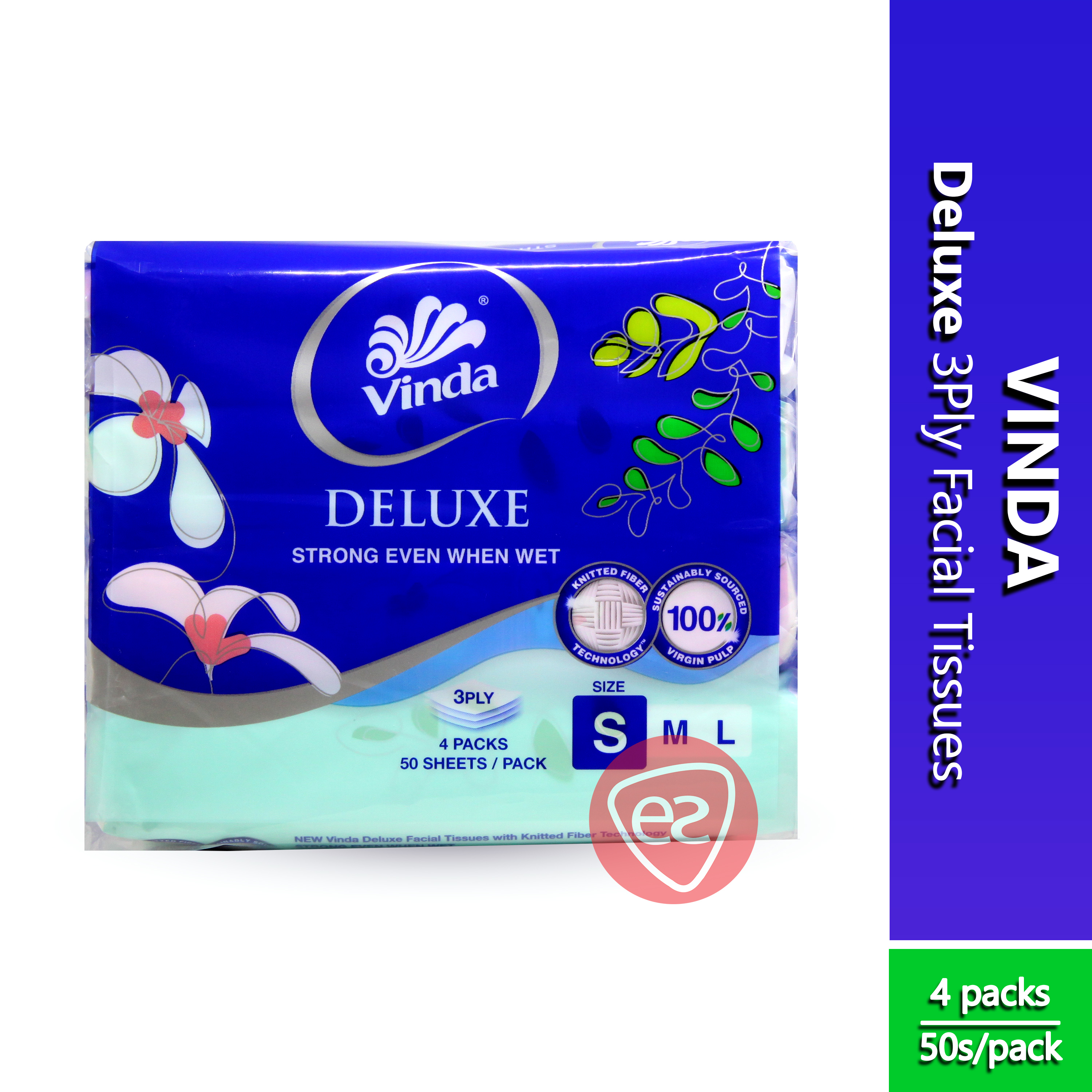 Vinda Deluxe Facial Tissues With Knitted Fiber Technology Small Size 3 ...