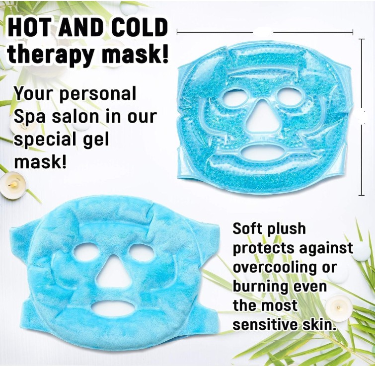 Reusable Cooling Ice Gel Face Mask Relieve Fatigue Cold Hot Pack ...