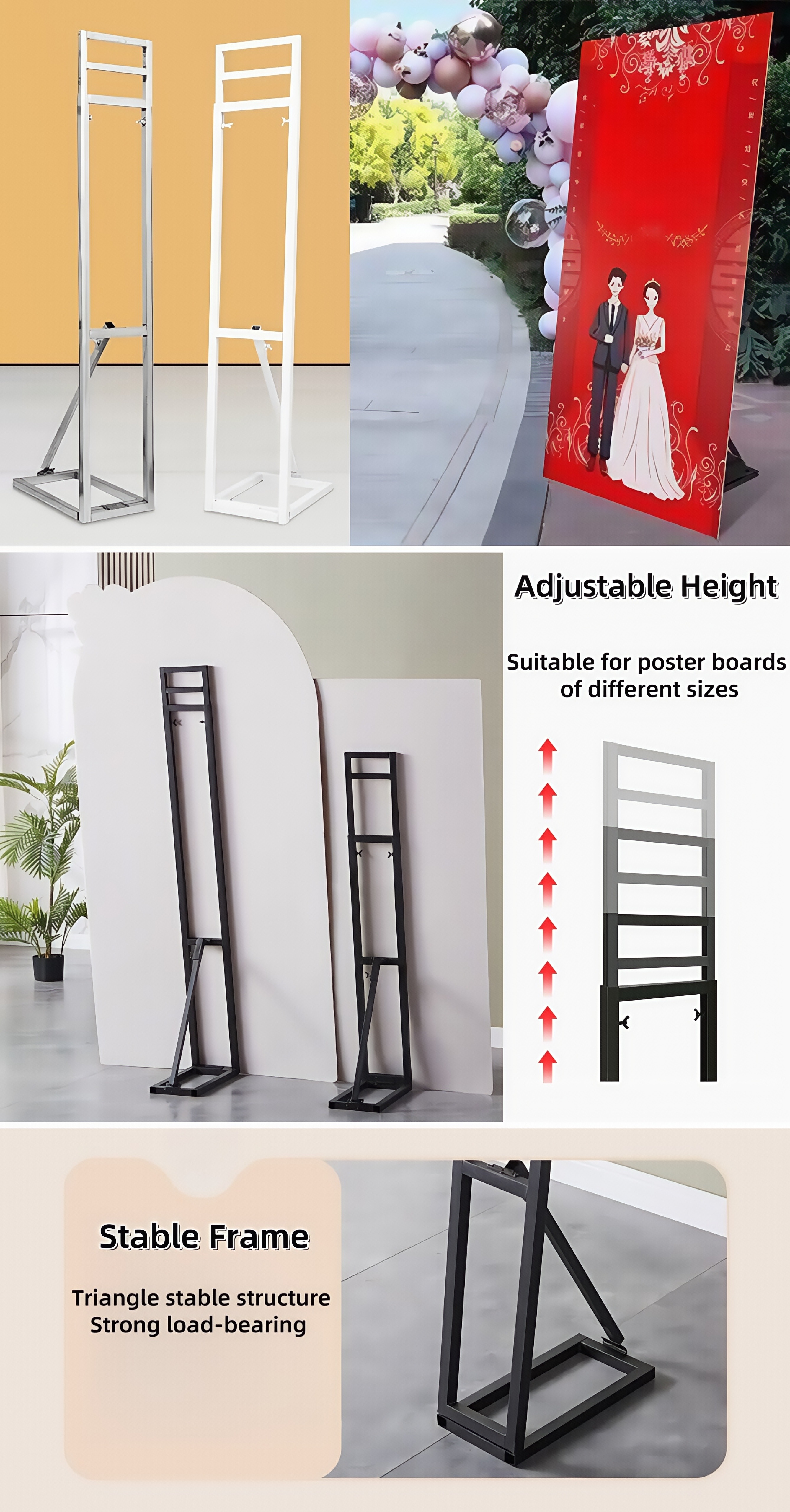 Wedding KT Board Backdrop Stand Adjustable Fordable Poster Board ...