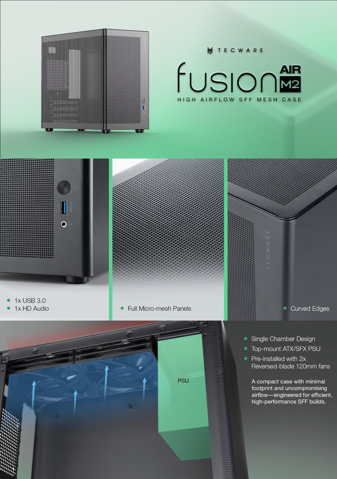 TECWARE FUSION AIR M2 SFF DESKTOP PC CASE / CASING - BLACK | Shopee ...