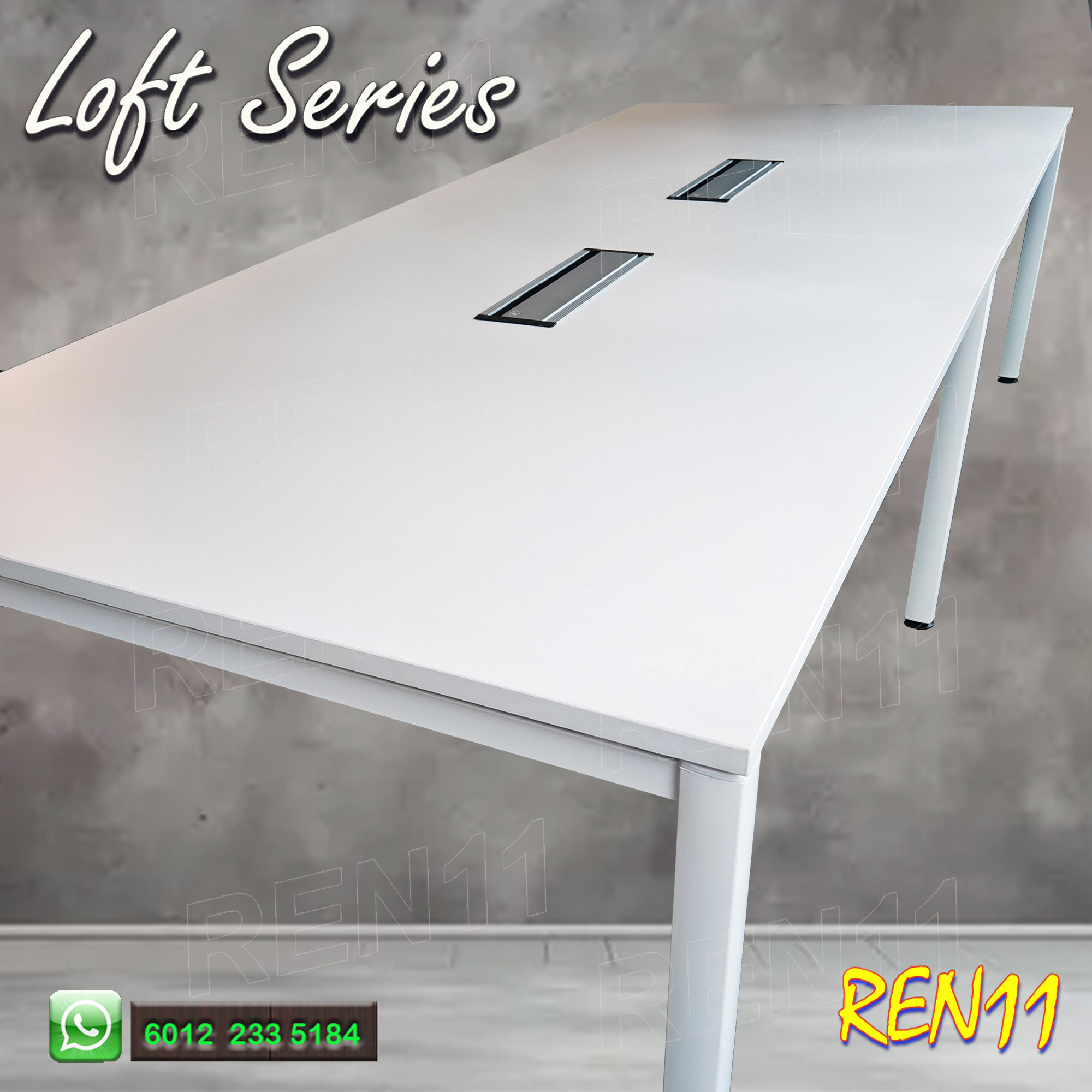 Rectangular Shape Meeting Table Conference Table White metal leg ...