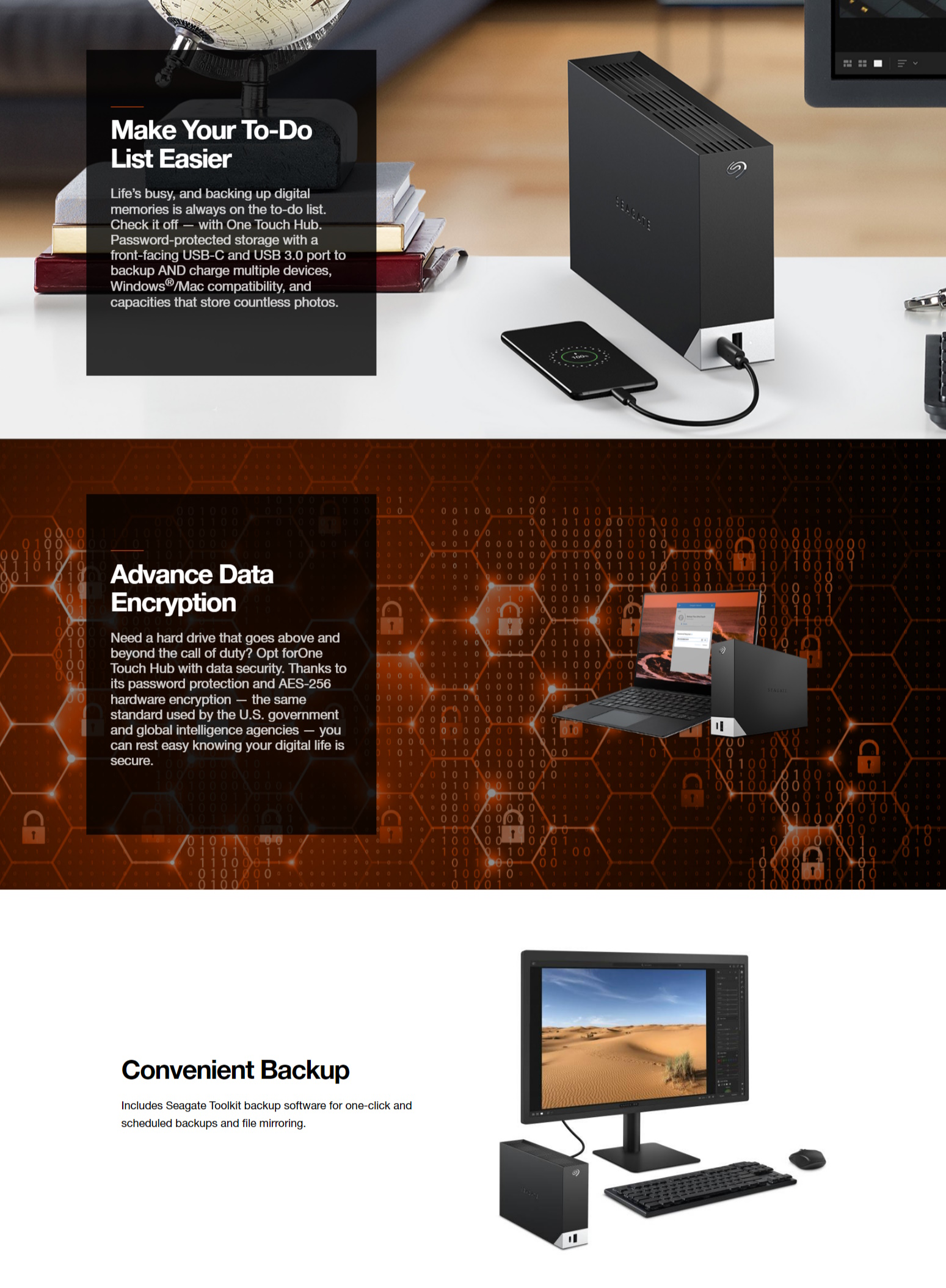 Seagate One Touch Desktop Hub External Hard Drive (4TB/6TB/8TB/10TB ...