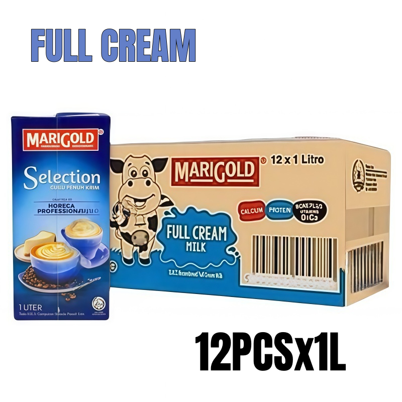 🔥BEST SELLER CARTON🔥 MARIGOLD UHT Milk 1L x12 - Full Cream / Low Fat ...