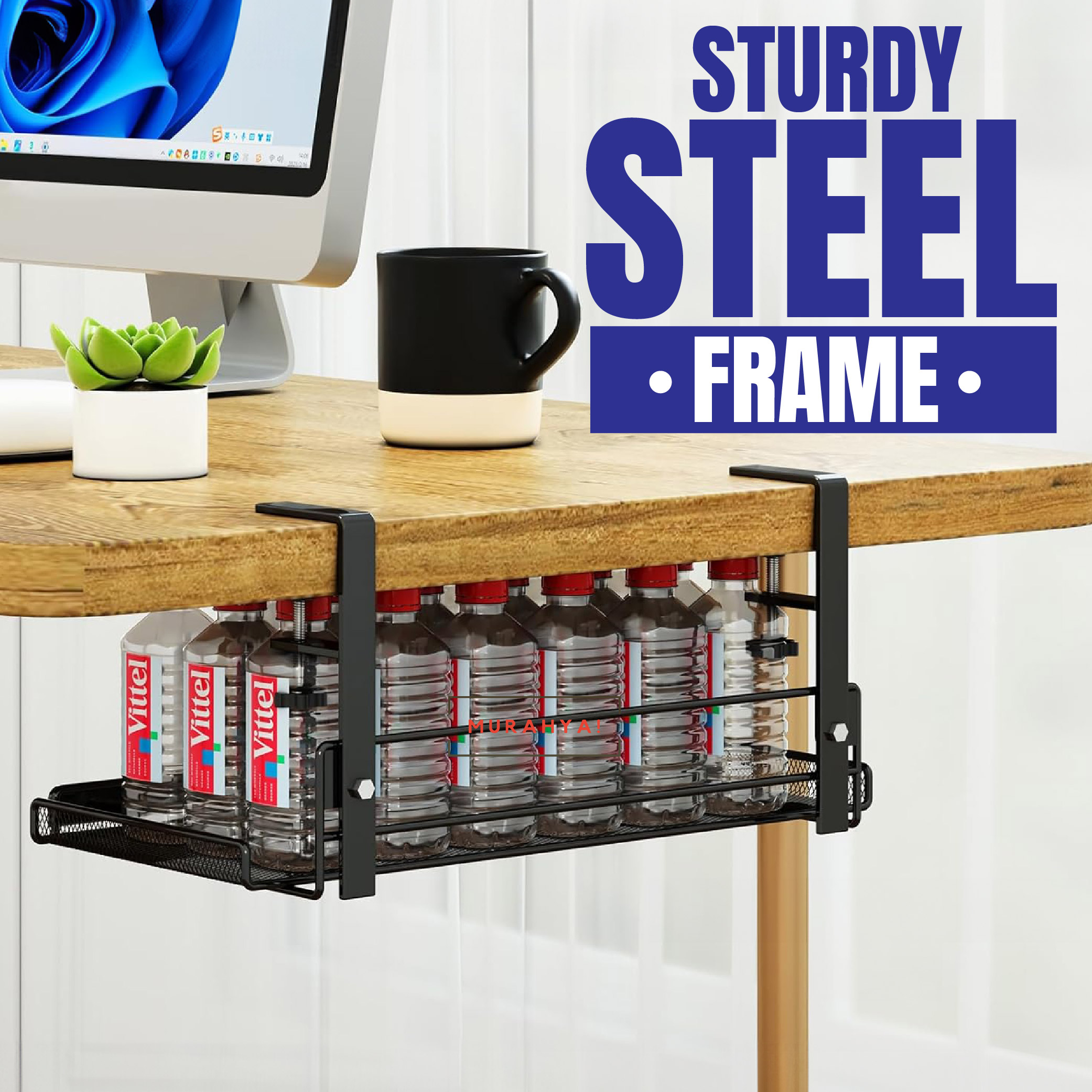 Wire Organizers Home Under Table Office Desk Storage Rack Wire Desk ...