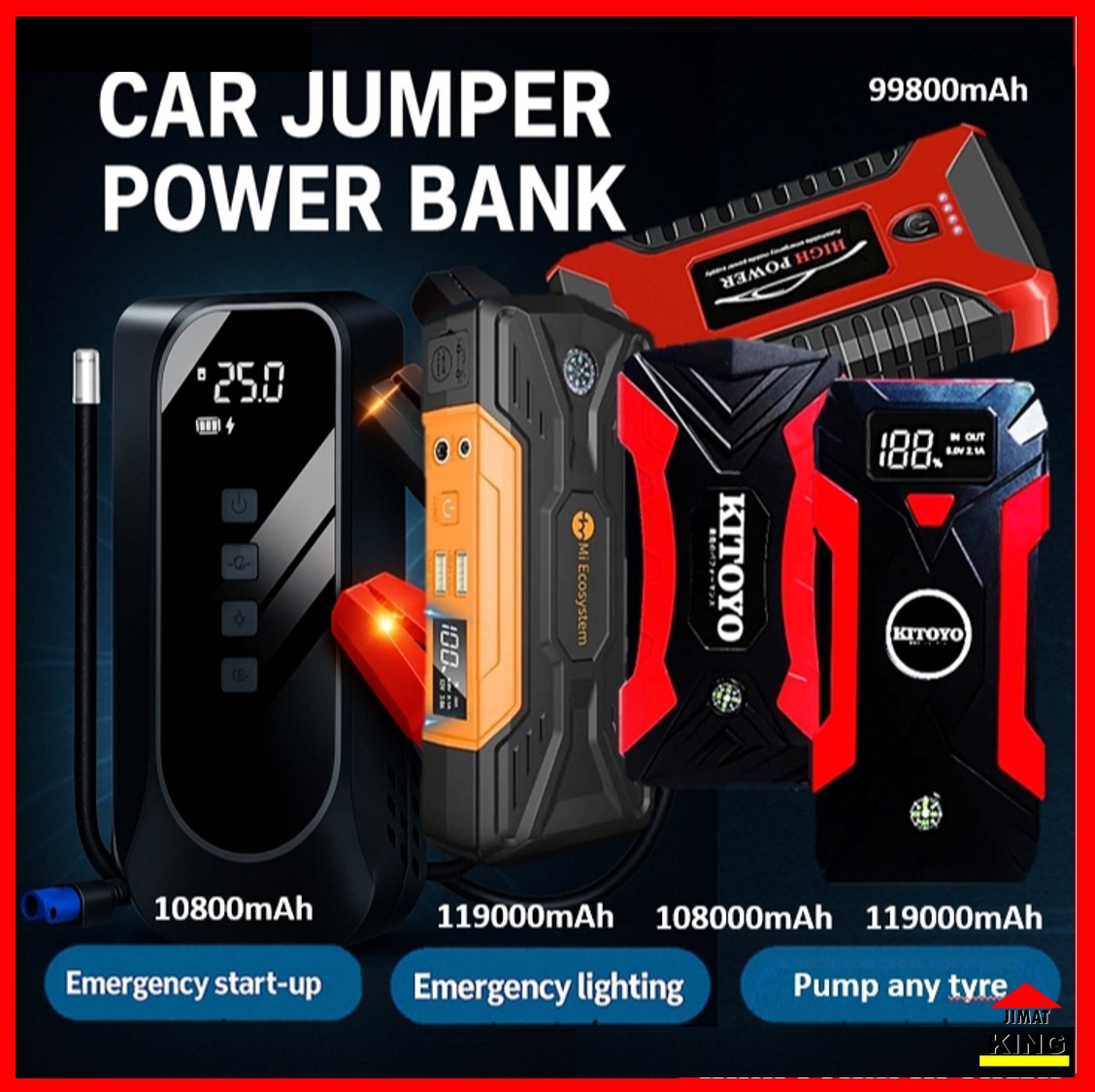 99800mAh Jumper Powerbank Car Jumper Power Bank Jumper Kereta Power ...