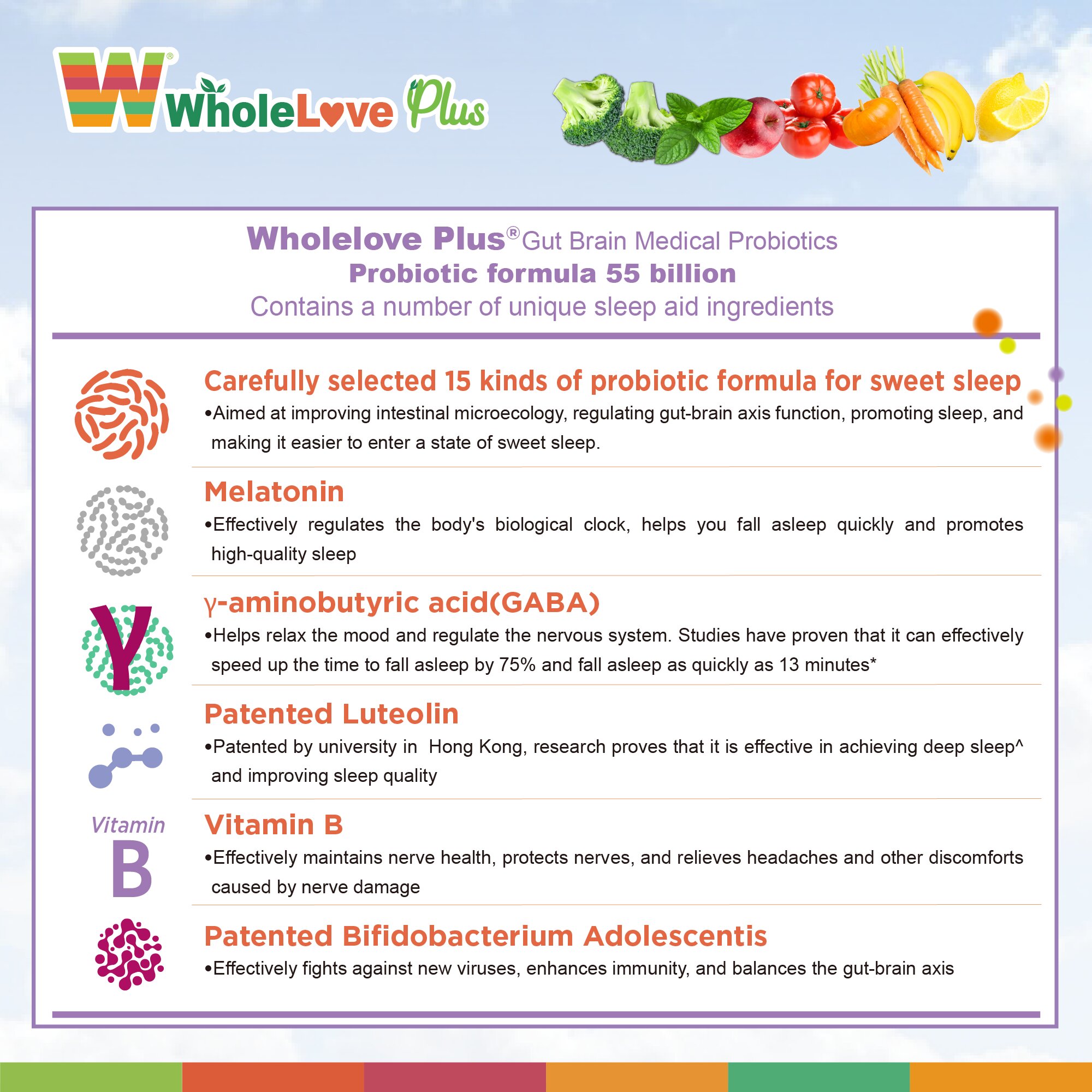 WholeLove Plus Gut Brain Medical Probiotics, 55 billion Probiotic ...