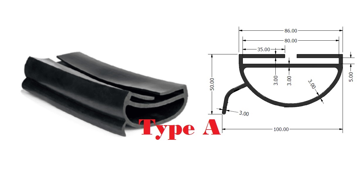 Roller Shutter Bottom Door Rubber Seal, T-Bar Clip on, Hardness, 70±10A ...