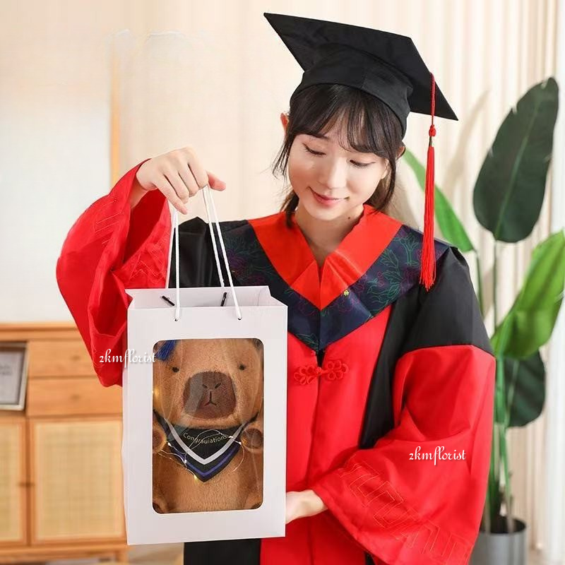 22CM CAPYBARA GRADUATION BEAR Plush Toy Cute Capibara Plushie Toy Anak ...