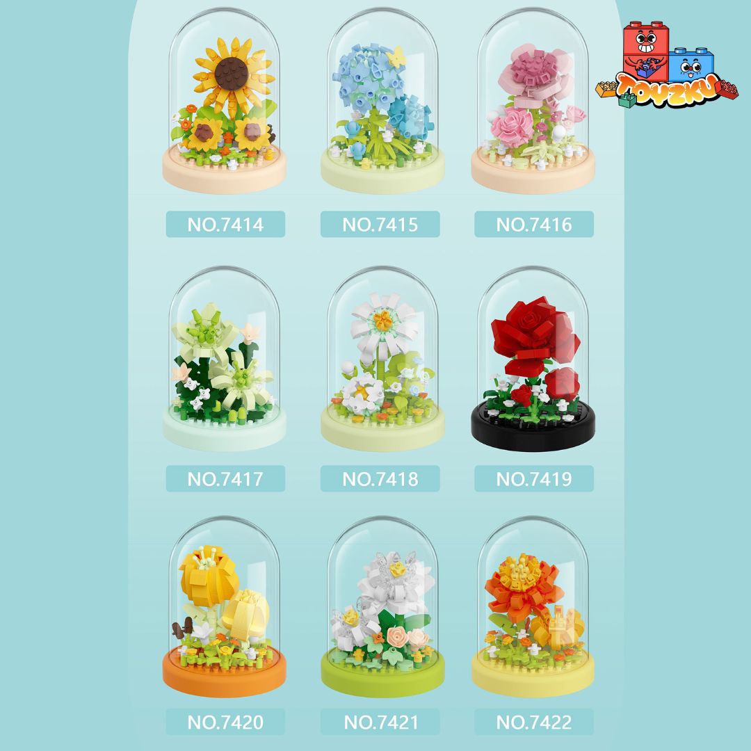 CLC Eternal Flower Building Blocks With Cover Mini Brick Sunflower Rose ...