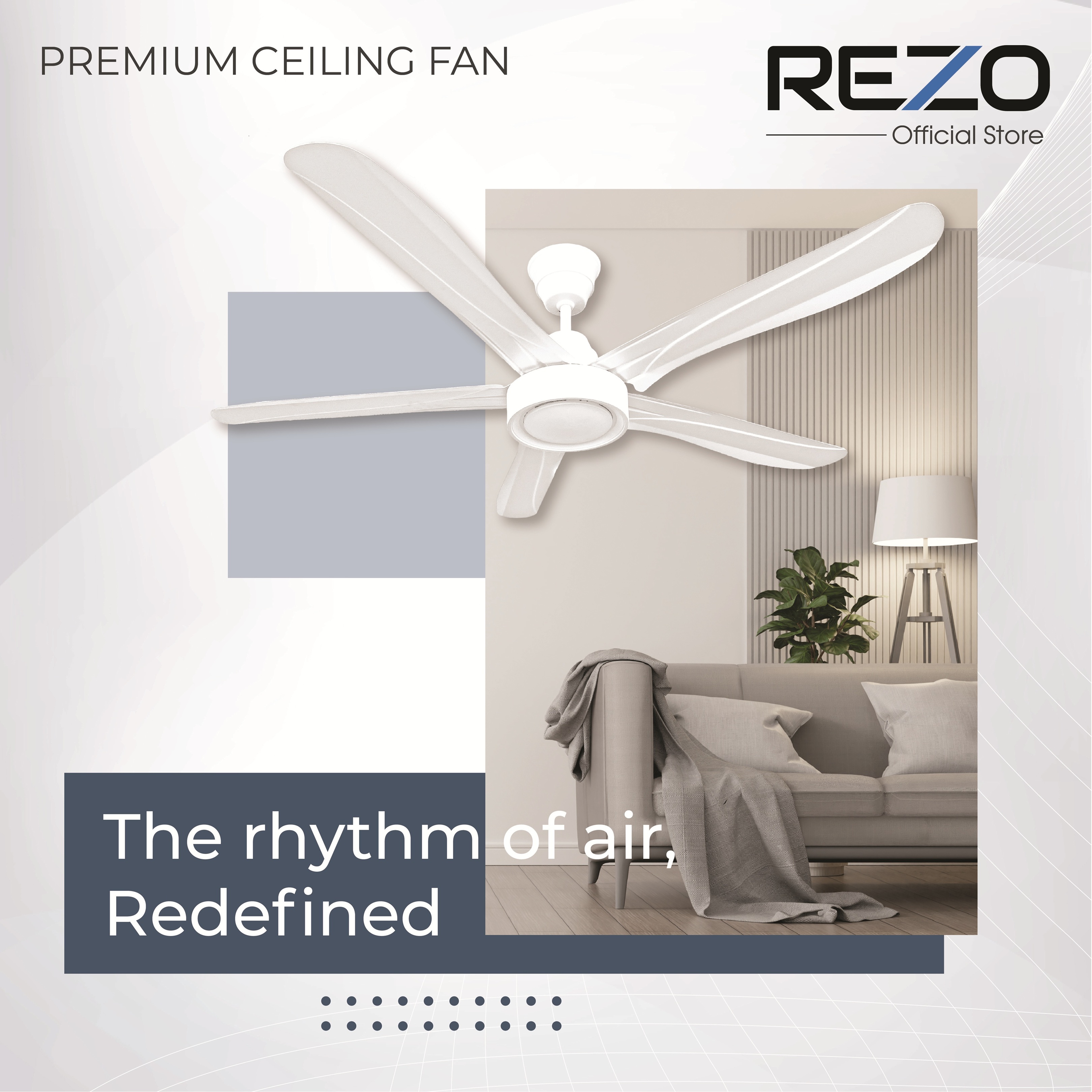 REZO Classic Series 56" 5 Blades AC Motor Ceiling Fan With Regulator ...