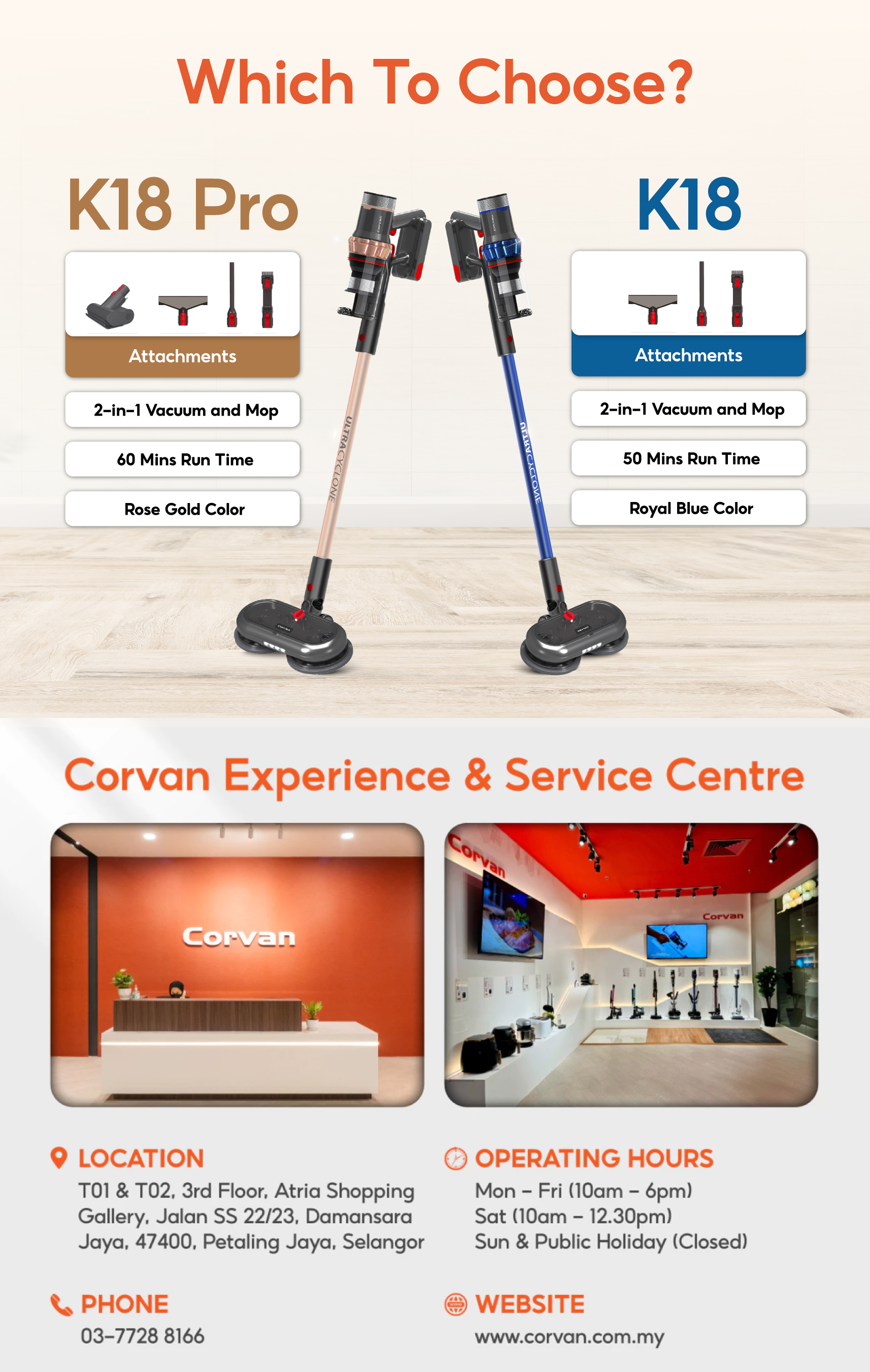 Corvan K18 2-in-1 Cordless Vacuum Cleaner & Wet Mop | Strong 201AW ...