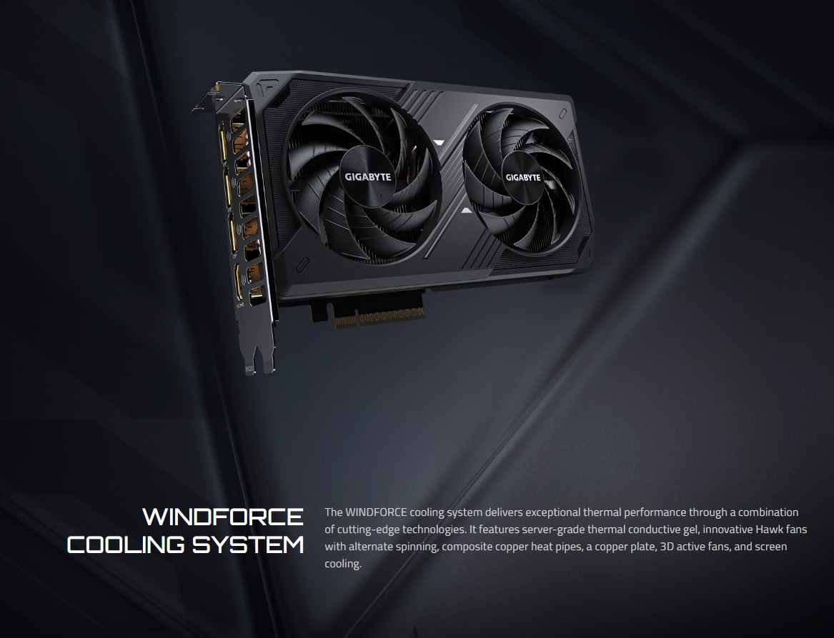 Gigabyte RTX 5060 WINDFORCE 8GB GDDR7 Dual Fan GPU PCIe 4.0 Ray Tracing ...
