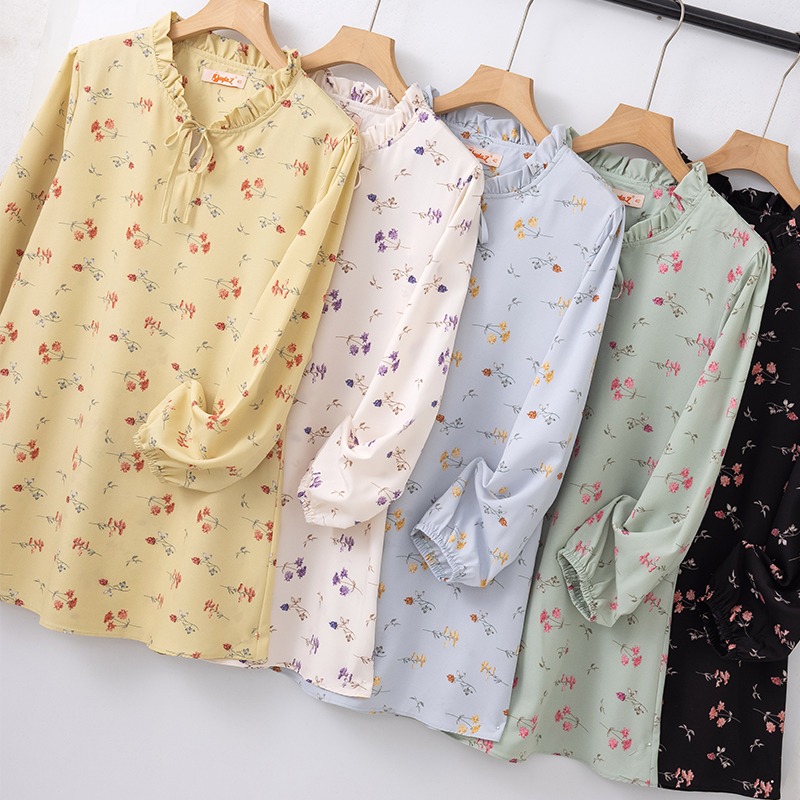 [Nayla.z]Saiz 40-50(L-5XL)Baju Blaus Wanita(60012)Lengan Panjang Corak ...