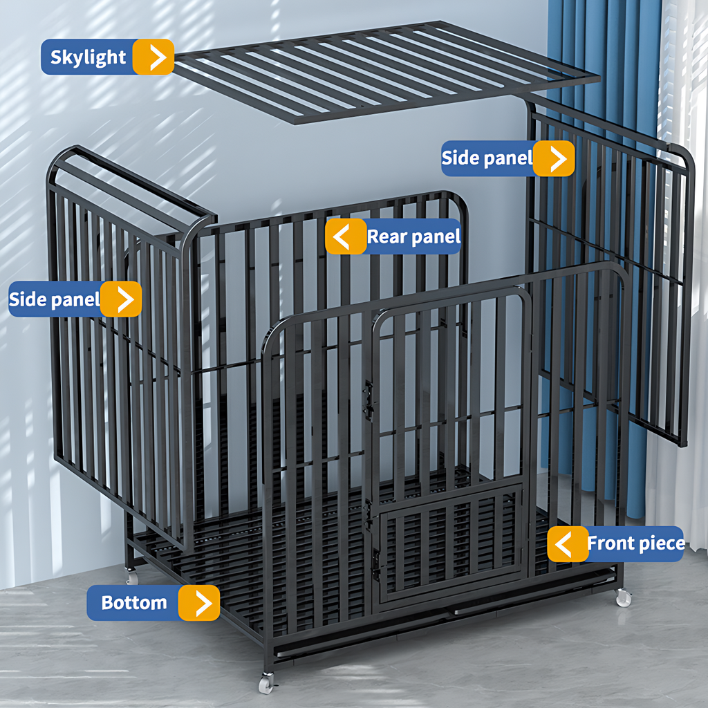 Petorldog Dog Cage Large Thickened All Square Tube with Dog Toilet ...